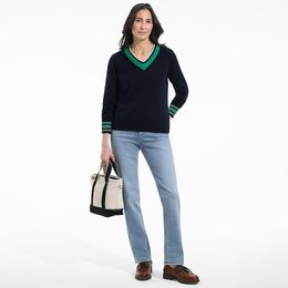 LANDS' END Straight Fit Recover Jeans Mid Waist in Petite-Gr&ouml;&szlig;e, Damen, size: petite, Blau, by Lands' End
