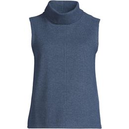 LANDS' END Softes &auml;rmelloses Jersey-Rollkragenshirt f&uuml;r Damen, Damen, size: regular, Blau, Baumwolle/Polyester/Baumwoll-Mischung, by Lands' End