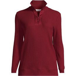 LANDS' END Waffelstrick-Pullover mit Rei&szlig;verschluss f&uuml;r Damen, Damen, size: regular, Rot, Baumwoll-Mischung/Polyester-Mischung, by Lands' End