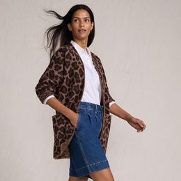 LANDS' END Offener Long-Cardigan aus Wimperngarn f&uuml;r Damen, Damen, size: regular, Braun, Polyester-Mischung/Nylon-Mischung, by Lands' End