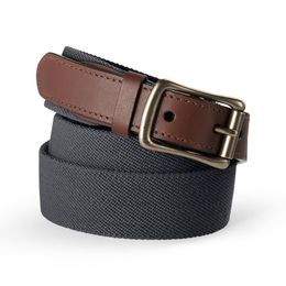 LANDS' END Stretch-G&uuml;rtel f&uuml;r Herren, Herren, size: regular, Schwarz, Leder/Metall/Gummi, by Lands' End