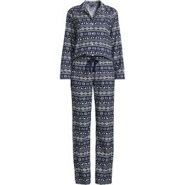 LANDS' END Pyjama-Set aus reinem Baumwoll-Flanell f&uuml;r Damen in Plus-Gr&ouml;&szlig;e, Damen, size: plus, Blau, by Lands' End