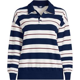 LANDS' END Serious Sweats Polopullover in Plus-Gr&ouml;&szlig;e, Damen, size: plus, Blau, Baumwoll-Mischung/Polyester-Mischung, by Lands' End