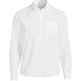LANDS' END Gemustertes Popeline-Hemd mit langen &Auml;rmeln f&uuml;r Herren, Herren, size: regular, Wei&szlig;, Baumwolle, by Lands' End