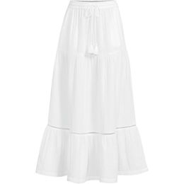 LANDS' END Maxi-Stufenrock aus Musselin f&uuml;r Damen in Petite-Gr&ouml;&szlig;e, Damen, size: petite, Wei&szlig;, Baumwolle, by Lands' End