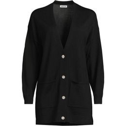 LANDS' END Merino-Cardigan mit Strasskn&ouml;pfen f&uuml;r Damen, Damen, size: regular, Schwarz, Wolle, by Lands' End