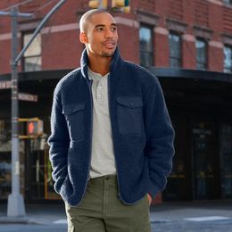 LANDS' END Sherpa-Fleece-Hemdjacke f&uuml;r Herren, Herren, size: regular, Blau, Polyester, by Lands' End