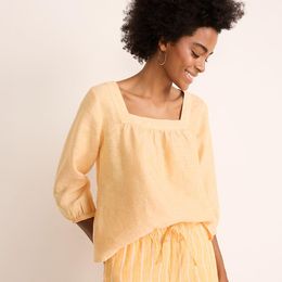 LANDS' END Leinen-Bauernbluse mit 3/4-&Auml;rmeln f&uuml;r Damen, Damen, size: regular, Gr&uuml;n, Leinen, by Lands' End