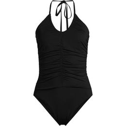 LANDS' END Wandelbarer Neckholder-Badeanzug f&uuml;r Damen, hoher Beinausschnitt, Damen, size: regular, Schwarz, Nylon-Mischung, by Lands' End