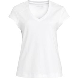 LANDS' END Supima-Shirt mit V-Ausschnitt und Kapp&auml;rmeln f&uuml;r Damen in Petite-Gr&ouml;&szlig;e, Damen, size: petite, Wei&szlig;, Baumwolle, by Lands' End