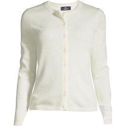 LANDS' END Kaschmir-Cardigan mit rundem Ausschnitt in Petite-Gr&ouml;&szlig;e, Damen, size: petite, Elfenbein, Kaschmir, by Lands' End