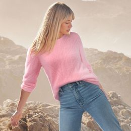 LANDS' END Ajourpullover aus Wimperngarn f&uuml;r Damen, Damen, size: regular, Pink, Baumwoll-Mischung/Nylon-Mischung, by Lands' End