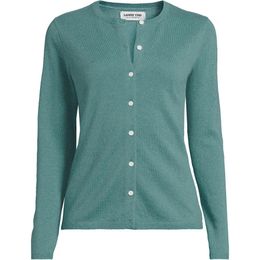 LANDS' END Kaschmir-Cardigan mit rundem Ausschnitt, Damen, size: regular, Gr&uuml;n, Kaschmir, by Lands' End