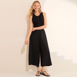 LANDS' END &Auml;rmelloses Henley-Shirt f&uuml;r Damen, Damen, size: regular, Schwarz, Elasthan/Kunstseide/Viskose, by Lands' End