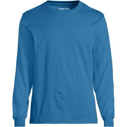 LANDS' END Super-T Langarm-Shirt f&uuml;r Herren, Classic Fit, Herren, size: regular, Blau, Baumwolle, by Lands' End