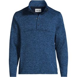 LANDS' END Strickfleece-Pullover mit Druckknopfleiste, Herren, size: regular, Blau, Polyester, by Lands' End