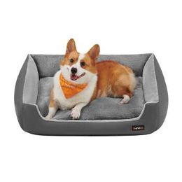 FEANDREA L-XL Hundebett, mit Wendekissen dunkelgrau L