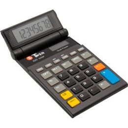 Texas Instruments Tischrechner Twen 820 Solar, 8-stellig, 1-zeiliges Display, Solar/Batterie, mit Klappdisplay, schwarz
