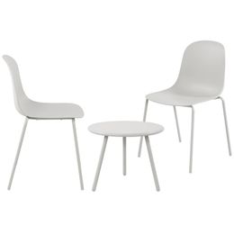 CLP 2er Sitzgruppe Berdin I Garten-Set 2x Stuhl stapelbar und 1x Tisch I Outdoor-Set wetterfest und UV-best&auml;ndig I Gartenm&ouml;bel