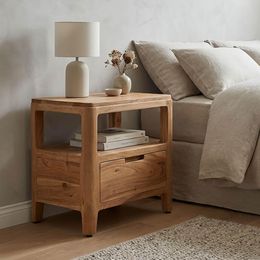 FineBuy Nachttisch Massivholz Nachtkonsole Schublade Nachtk&auml;stchen Nachtschrank Modern