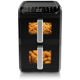 arendo, Hei&szlig;luftfritteuse Doppelstock 10 L (4+6 L), 2700 W, Dual-Zone, schwarz