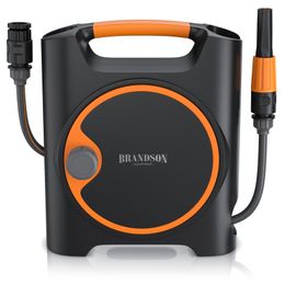 Brandson Schlauchbox mit 10-m-Gartenschlauch, 11 mm Durchmesser, Handkurbel, Tragegriff, Spritzd&uuml;se und Wasserhahnanschluss