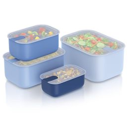 arendo Frischhaltedose, mit Deckel 4er Set, Vorratsdosen, Lunchboxen, auslaufsicher, stapelbar, blau