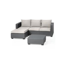 Keter Allibert Salta Gartenm&ouml;bel Set 3 tlg. mit Gartensofa, Hocker und Esstisch Rattanoptik, wetterfest Final Sale