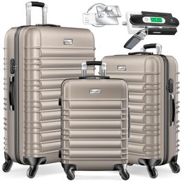 Kesser&reg; 3tlg. Hartschalenkofferset Hartschalenkoffer Reisekoffer Set Reisekofferset Trolley Koffer Inkl. Kofferwaage + Gep&auml;ckanh&auml;nger Rollkoffer Schloss 4 Rollen ABS-Hartschale Teleskopgriff M-L-XL