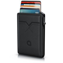 Aplic Kartenetui Leder & Alu Karten Schutzh&uuml;lle f&uuml;r 8 bis 10 Karten MagSafe Kompatibel (1-tlg), Mini Geldb&ouml;rse, NFC & RFID Schutz, Magnetverschluss & 8 Kartenf&auml;cher