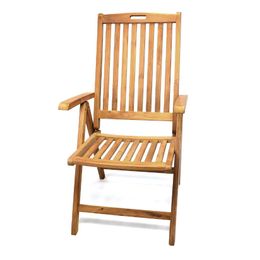 Vcm Hochlehner Klappstuhl Gartenstuhl 5-fach verstellbar Teak Holz behandelt Ma&szlig;e , H. 110 cm x B. 56 cm x T. 75 cm