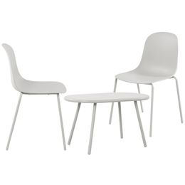 CLP 2er Sitzgruppe Veldin I Garten-Set 2x Stuhl stapelbar und 1x Tisch I Outdoor-Set wetterfest und UV-best&auml;ndig I Gartenm&ouml;bel