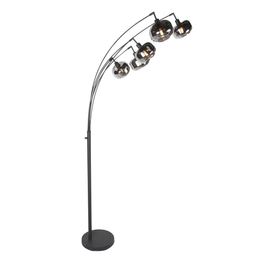 Steinhauer moderne Stehlampe Bambus mit geschwungener Bogenkonstruktion, verstellbar F&uuml;r die Couch, f&uuml;nf naturfarbene Schirme, E14-Fassung, dimmbar