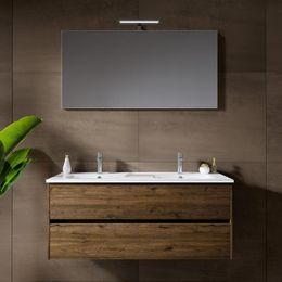 RIHO Porto Schrank mit Wave Doppelwaschtisch, mit Spiegel Wave B: 121,5 cm, F014012DP7+W018010005+F014017ALU+204927, Wave