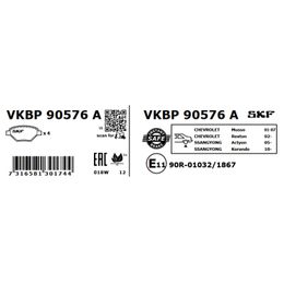 SKF Bremsbelagsatz, Scheibenbremse vkbp90576a f&uuml;r SSANGYONG DAEWOO