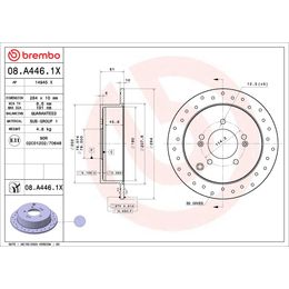 Brembo Bremsscheibe 08.A446.1X Gelocht 284mm 10mm f&uuml;r KIA (DYK)