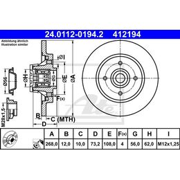 ATE Bremsensatz, Scheibenbremse Bremsensatz-Vorderachse SG00000D0B Vorderachse voll 268mm 12mm f&uuml;r Citro&euml;n Peugeot