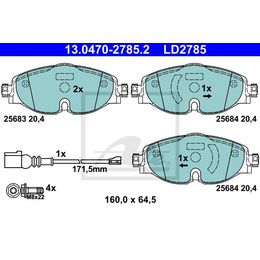 ATE Bremsensatz, Scheibenbremse Bremsensatz-Vorn und Hinten SG00000DPT Hinterachse voll 288mm 25mm f&uuml;r Skoda VAG SEAT