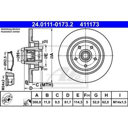 ATE Bremsensatz, Scheibenbremse Bremsensatz-Vorn und Hinten SG00000DSM Vorderachse voll 300mm 11mm f&uuml;r RENAULT