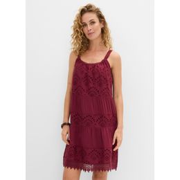 bonprix Tr&auml;gerkleid aus Viskose mit Spitze, rot, Gr.44, Kurzes Sommerkleid mit Spitze und d&uuml;nnen Tr&auml;gern, aus Viskose