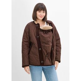 bonprix 4-in-1 kuschelige Umstandsjacke zum Wenden mit Trageeinsatz (2 tlg. Set), braun, Gr.52, Moderne Steppjacke zum Wenden f&uuml;r die Schwangerschaft und danach