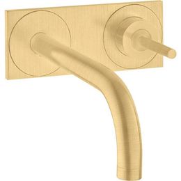 Hansgrohe Axor Uno Fertigmontageset 38115250 Unterputz-Waschtischarmatur, Pin-Griff, Platte, Ausladung 225 mm, brushed gold optic