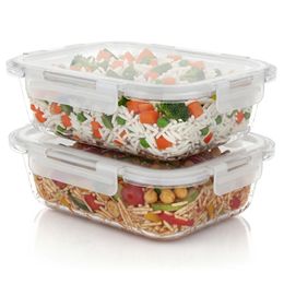 arendo Frischhaltedose, Lunchbox rechteckig, lebensmittelecht, gefrier- & sp&uuml;lmaschinenfest, transparent