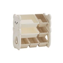 Moni Kinder Aufbewahrungsschrank 66 x 38,5 x 67 kleiner B&auml;r 7 Aufbewahrungsboxen beige