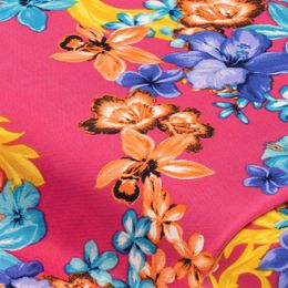 buttinette Elastik-Jersey "Blumen", pink-color