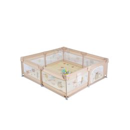 Moni Laufstall GameZone 180 x 200 cm, klappbar, B&auml;llebad, Basketballkorb, Spielmatte beige-wei&szlig;