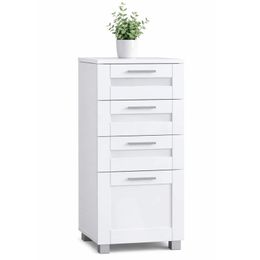 Vcm Midischrank &ndash; schmaler Badschrank mit 4 Schubladen, H. 76 x B. 38 x T. 28 cm, kompakte Aufbewahrung f&uuml;r Badezimmer, Badm&ouml;bel, Schubladenkommode, Nilari L