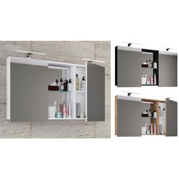 Vcm Badschrank zeitlos Ma&szlig;e ca. H. 59 x B. 112 cm T. 12 cm Zwei Dreht&uuml;ren mit Ablagef&auml;cher Spiegelschrank - Budasi