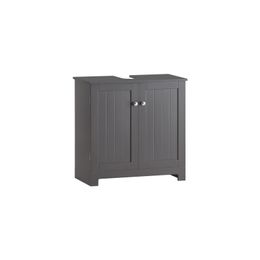 sobuy Waschbeckenunterschrank mit 2 T&uuml;ren Dunkelgrau 60x30x60cm Funktional