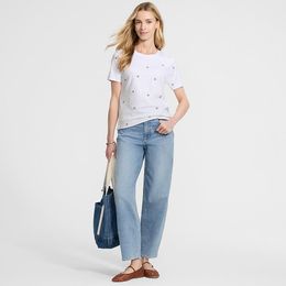 LANDS' END Besticktes Supima Rundhalsshirt in Petite-Gr&ouml;&szlig;e, Damen, size: petite, Wei&szlig;, Baumwolle, by Lands' End